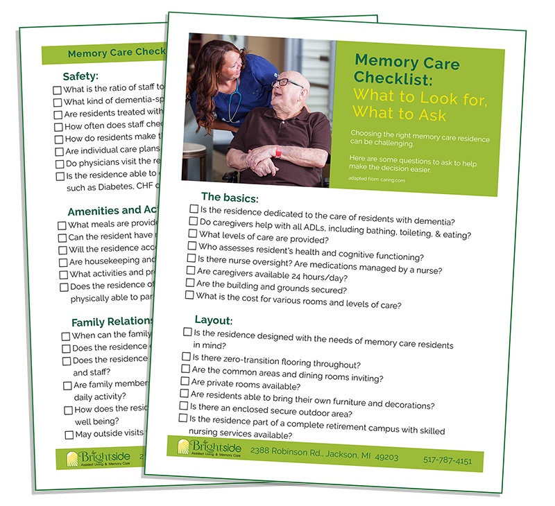 memory care checklist ty